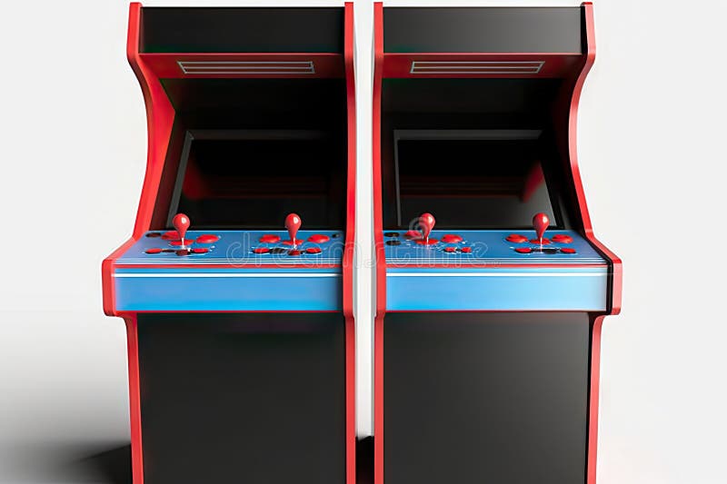 Generic Retro Arcade Machine Cabinet Two Players Blue Red Controls 3D ...