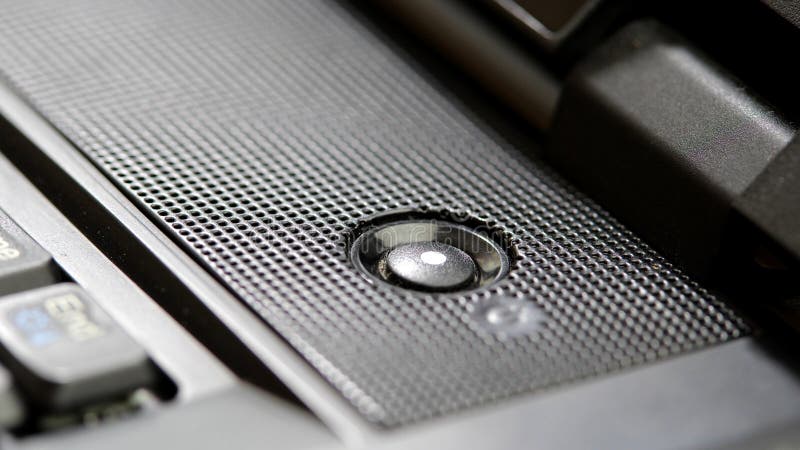 Generic Round Black Dark Laptop Computer Power Button, Side View, Angle ...