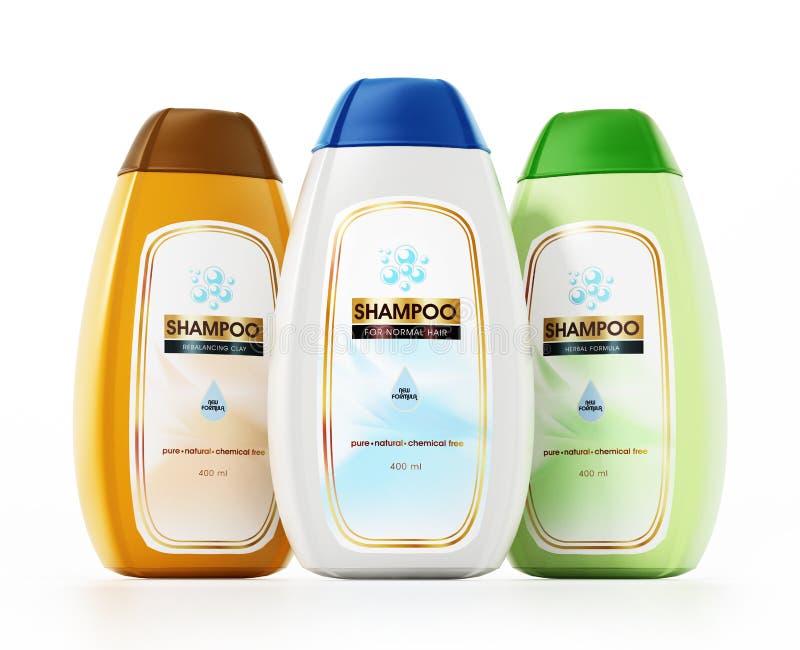 Generic Shampoo Bottle and Label Designs Isolated on White Background ...