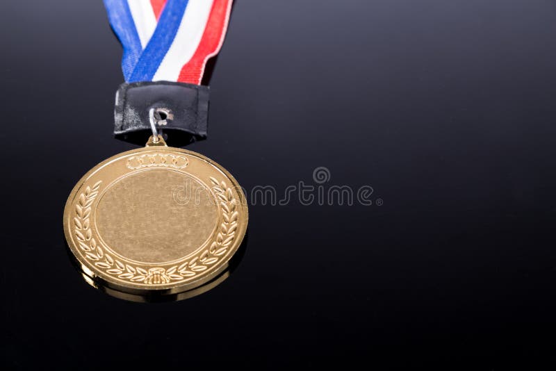 Generic Sporting Event Gold Medal with Red and Blue Ribbon Stock Image ...