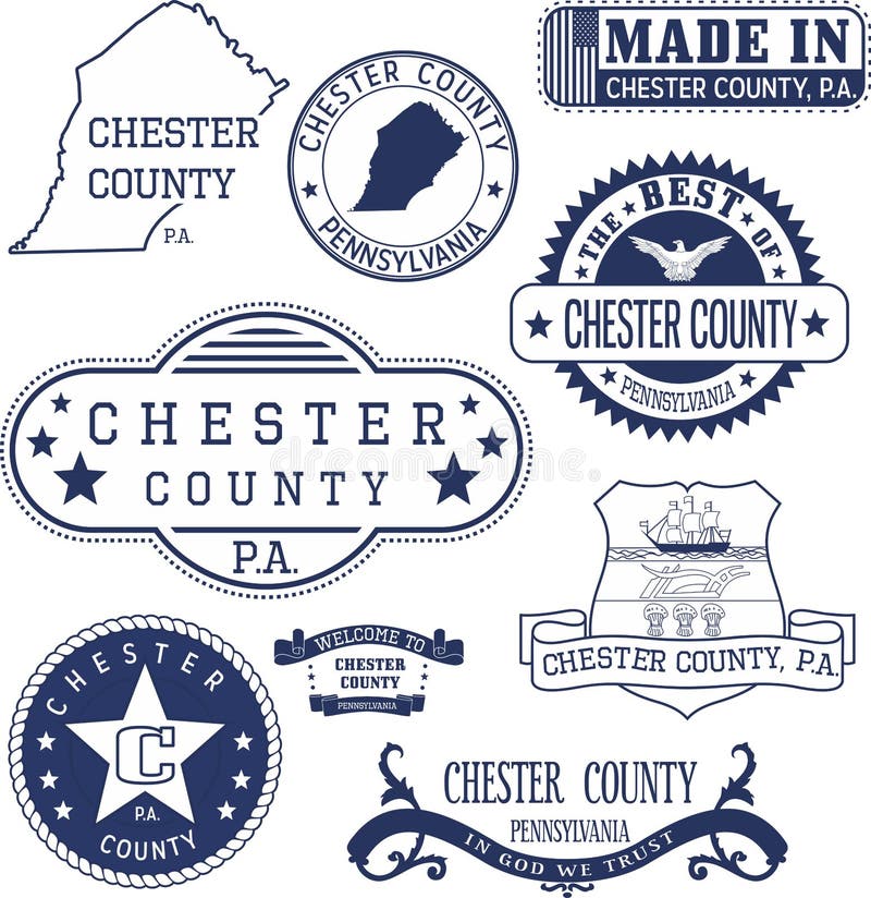Generic Stamps and Signs of Chester County, PA Stock Vector ...