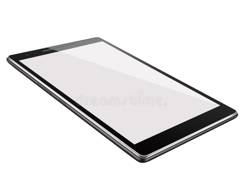 Generic Tablet Computer with Blank Screen Isolated on White Background ...