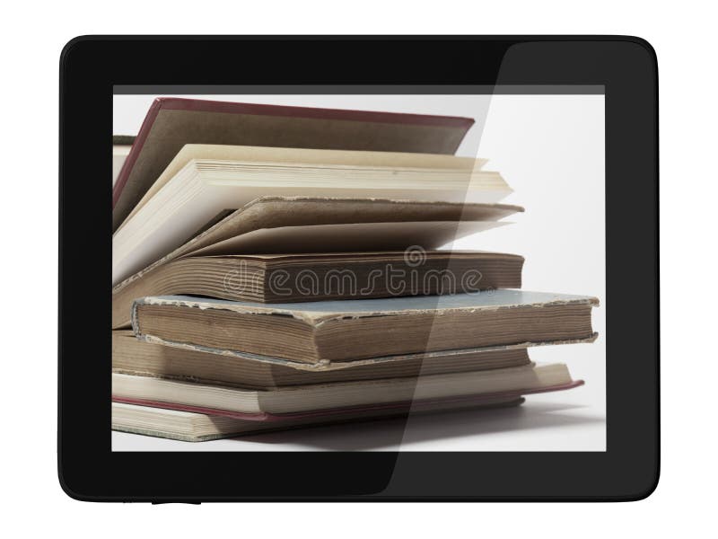 Generic Tablet Computer and Book - Digital Library Concept Stock ...