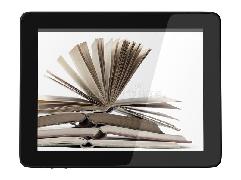 Generic Tablet Computer and Book - Digital Library Concept Stock ...