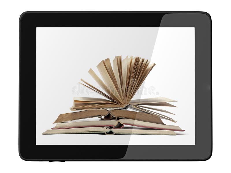 Generic Tablet Computer and Book - Digital Library Concept Stock ...