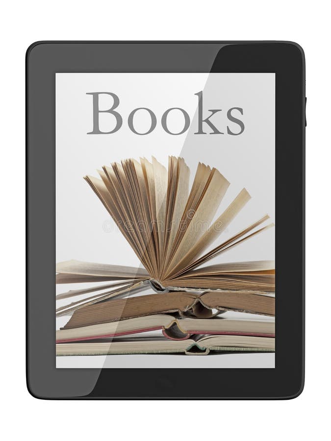 Generic Tablet Computer and Book - Digital Library Concept Stock ...