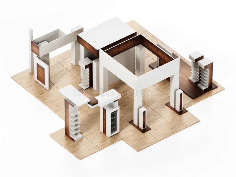 Generic Trade Fair Stand Isolated on White Background. 3D Illustration ...
