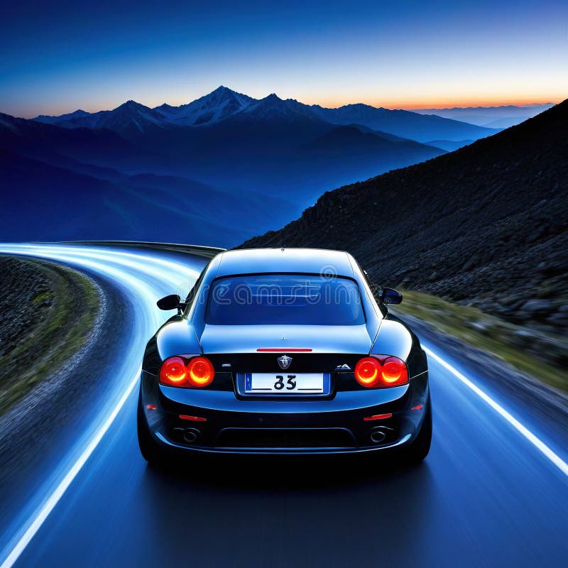 Generic and Unbranded Modern Car Running on Mountain Stock Illustration ...