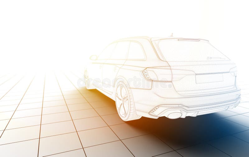 Generic Unbranded Wireframe City Car in Sunlight Stock Illustration ...