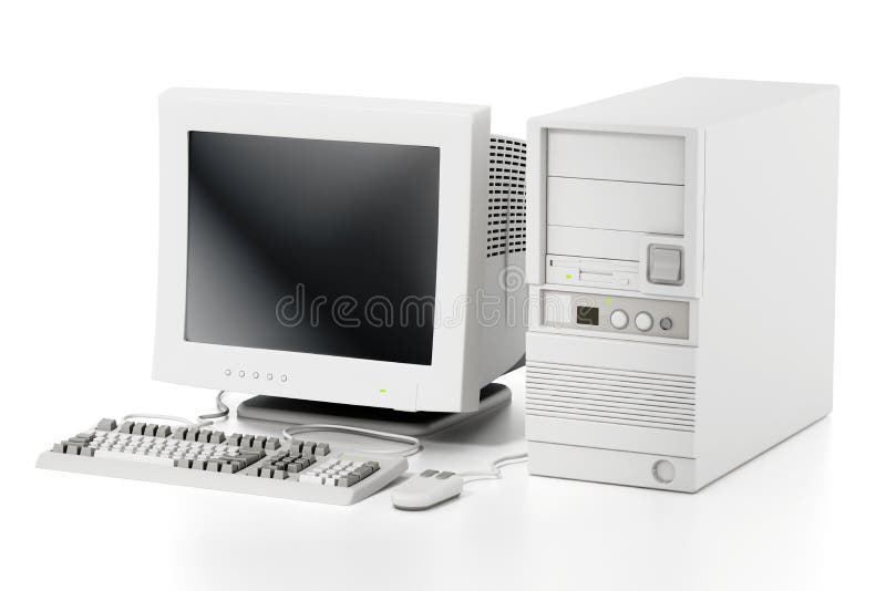 Generic Vintage 90`s Style Computer Isolated on White. 3D Illustration ...