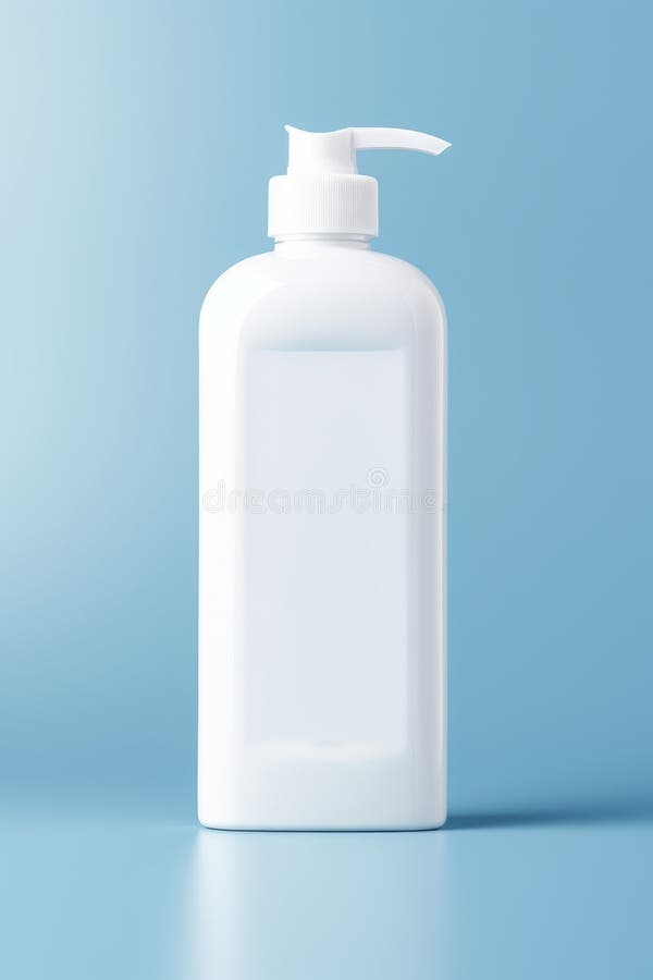 Blank White Lotion Pump Bottle on Blue Background Stock Photo - Image ...