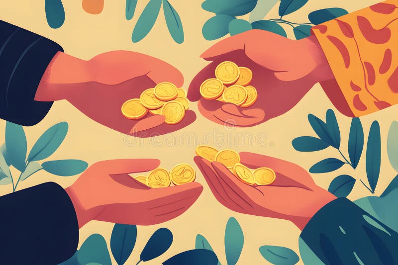 Generosity in Action: Illustrating Eid Charity Stock Illustration - Illustration of interaction ...