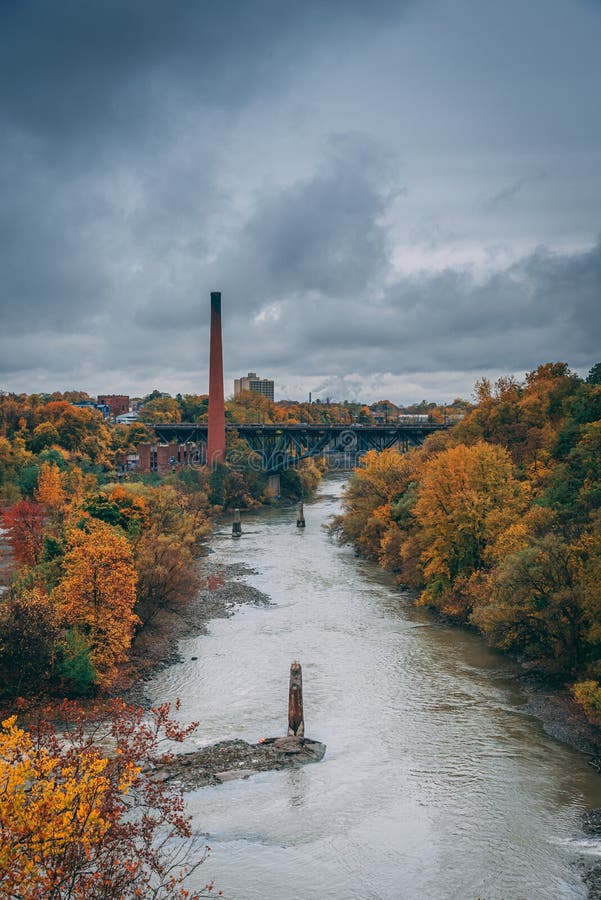 The Genesee River with Autumn Color, in Rochester, New York Stock Photo ...