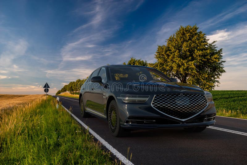 Genesis G90 Luxury Limousine on the Scenic Road Editorial Photography ...