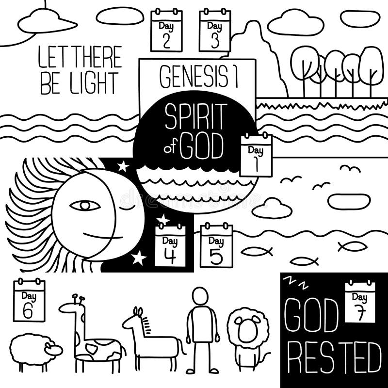 Genesis one. stock vector. Illustration of holy, cartoon - 62374661