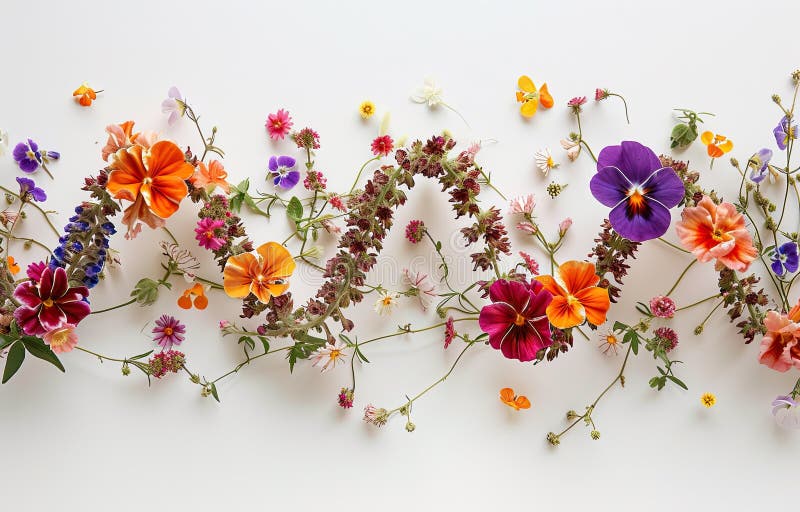 Genetic Code Blooms Flowers Arranged To Symbolize DNA Structure on a ...