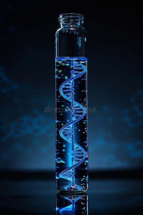 Genetic Code in Blue Vial stock image. Image of life - 314076947
