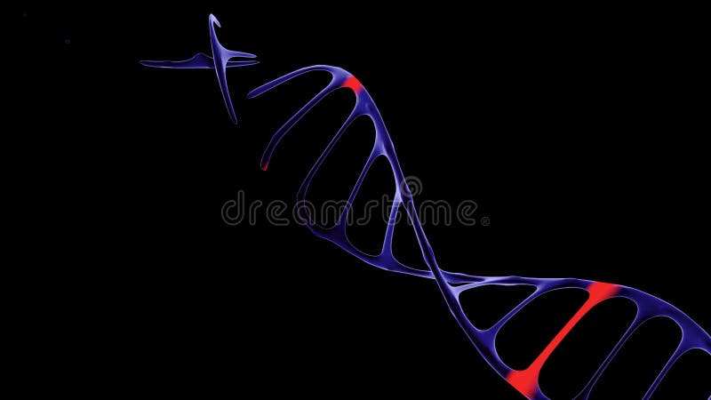 Genetic Data String Concept of a Blue Double Helix DNA Molecule ...