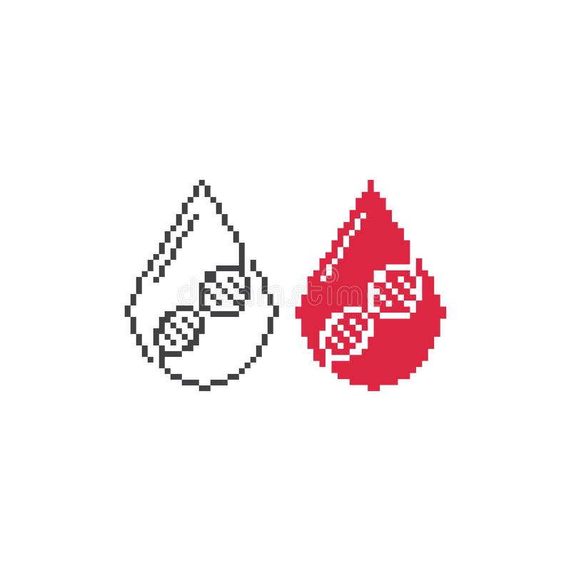 Genetic DNA, Blood. Pixel Art Line Icon Vector Illustration Stock ...