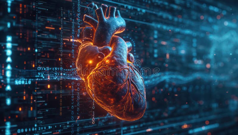 Genetic Engineering Concept. Human Heart with DNA Data on Background ...