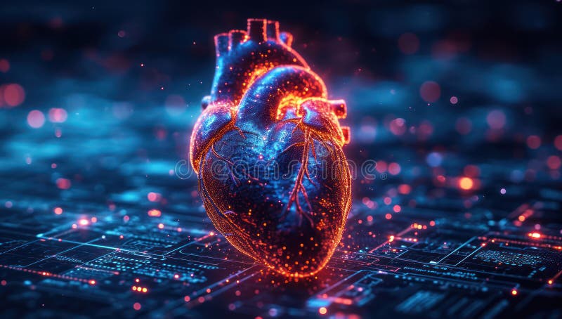 Genetic Engineering Concept. Human Heart with DNA Data on Background ...