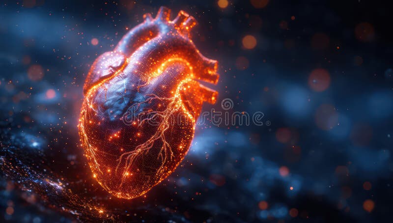 Genetic Engineering Concept. Human Heart with DNA Data on Background ...