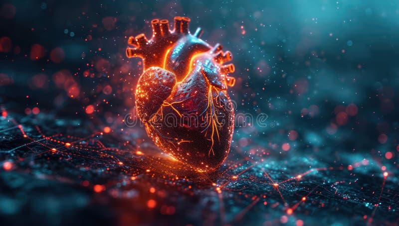 Genetic Engineering Concept. Human Heart with DNA Data on Background ...