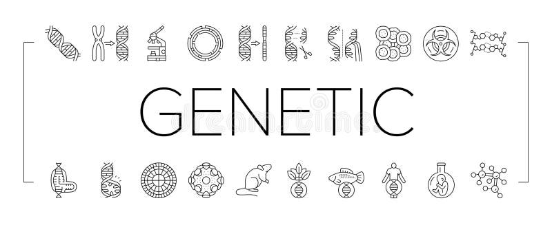 Genetic Engineering Crispr Genome Icons Set Vector Stock Vector ...