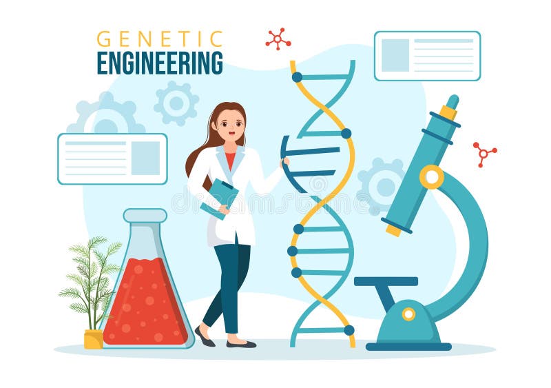 Genetic Engineering and DNA Modifications Illustration with Genetics ...