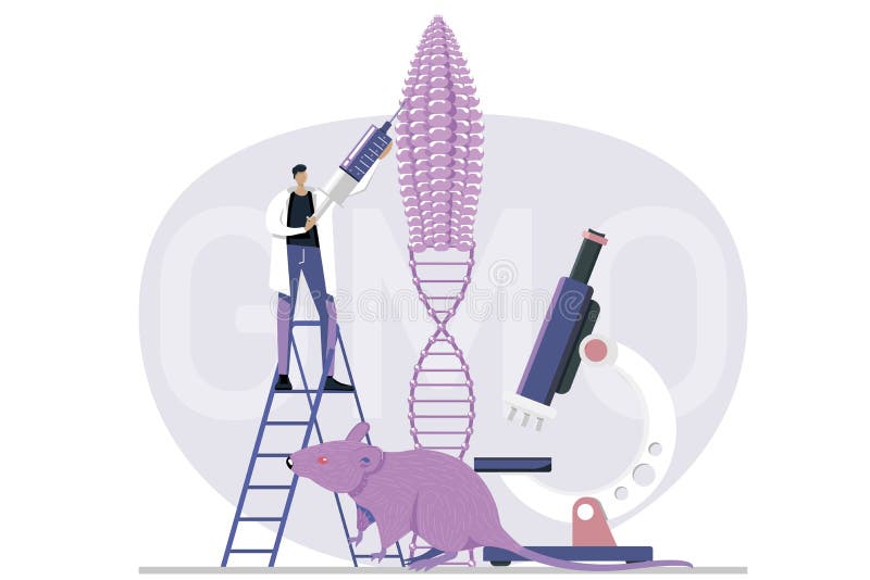 Genetic Engineering Landing Page in Flat Style. Genetically Modified ...