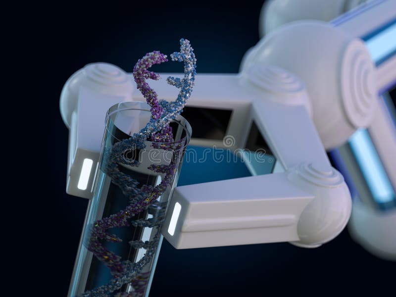 Genetic Engineering, GMO and Gene Manipulation Concept. Manipulator. 3D ...