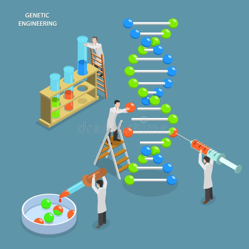 Genetic Engineering Dna Vector Illustration, Cartoon Flat Tiny ...