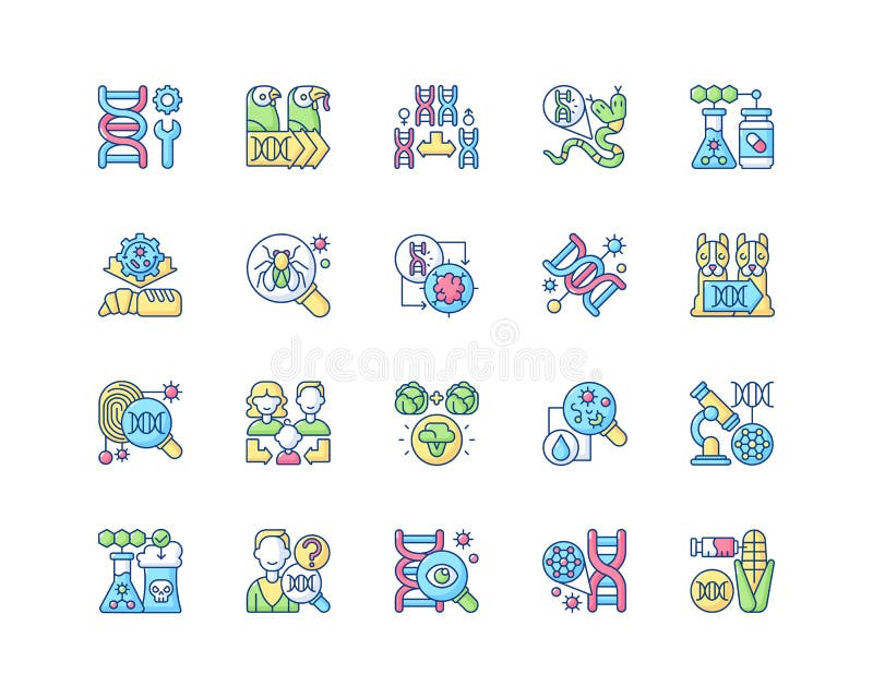 Genetic Engineering RGB Color Icons Set Stock Illustration ... Genetic Engineering RGB Color Icons Set Stock Illustration ...