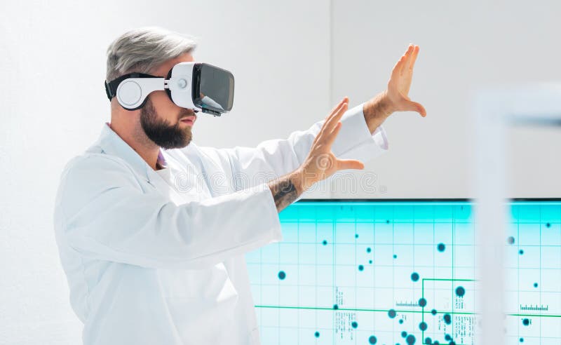 Genetic Engineers are Using Virtual Reality Technology. Professional ...