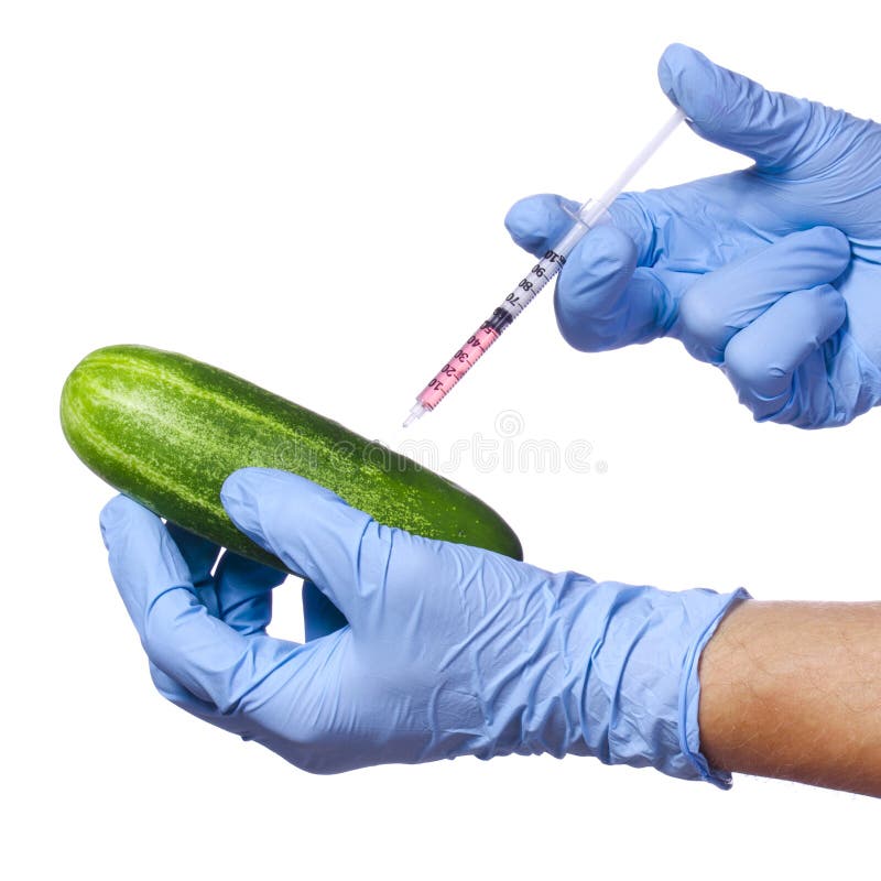 Genetic Injection into Cucumber Isolated on White Background ...