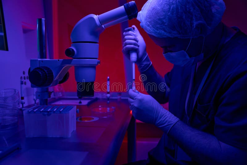 Genetic Laboratory Researcher Taking Sample from Test Tube Stock Image ...