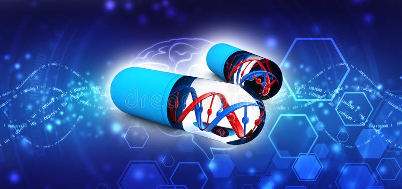 Dna with Genetic Medicine, Medical Technology Concept. 3d Render Stock ...