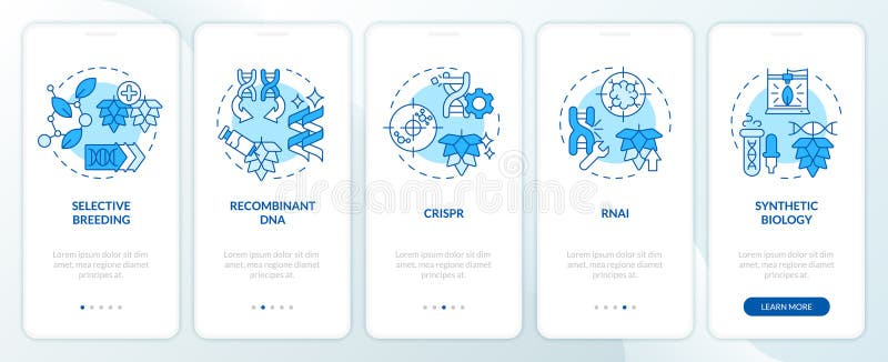 Genetic Modification Technologies Blue Onboarding Mobile App Screen ...
