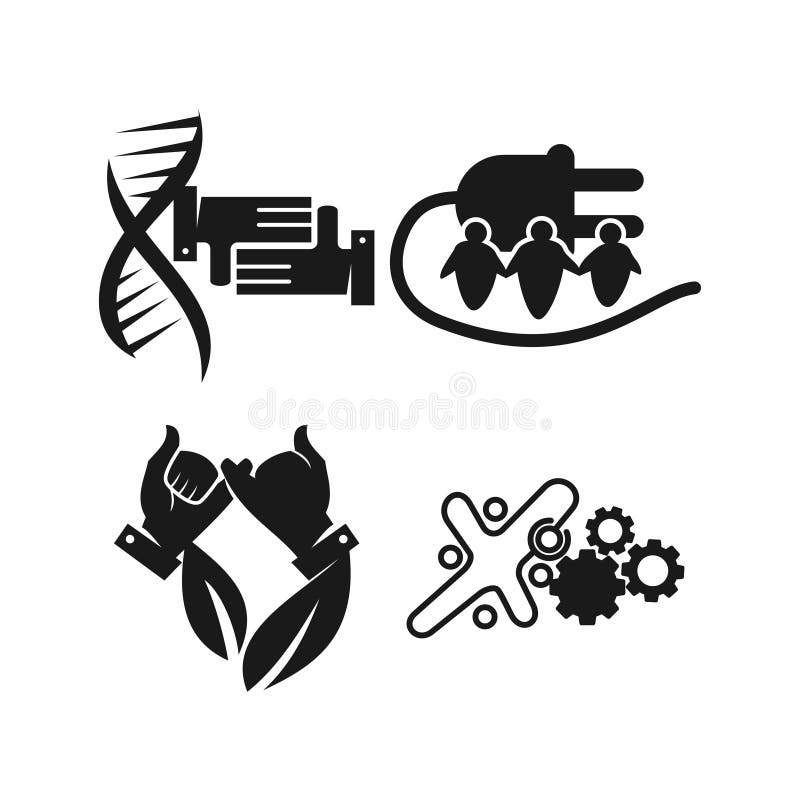 Genetic Plug Leaf Gear Commitment Teamwork Together Black Logo Stock Vector - Illustration of ...