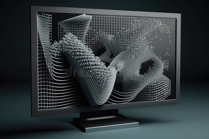 Genetic Programming Algorithm Creating Series Of Lines And Shapes On Computer Screen Stock