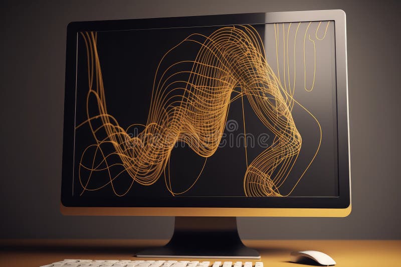 Genetic Programming Algorithm Creating Series Of Lines And Shapes On Computer Screen Stock