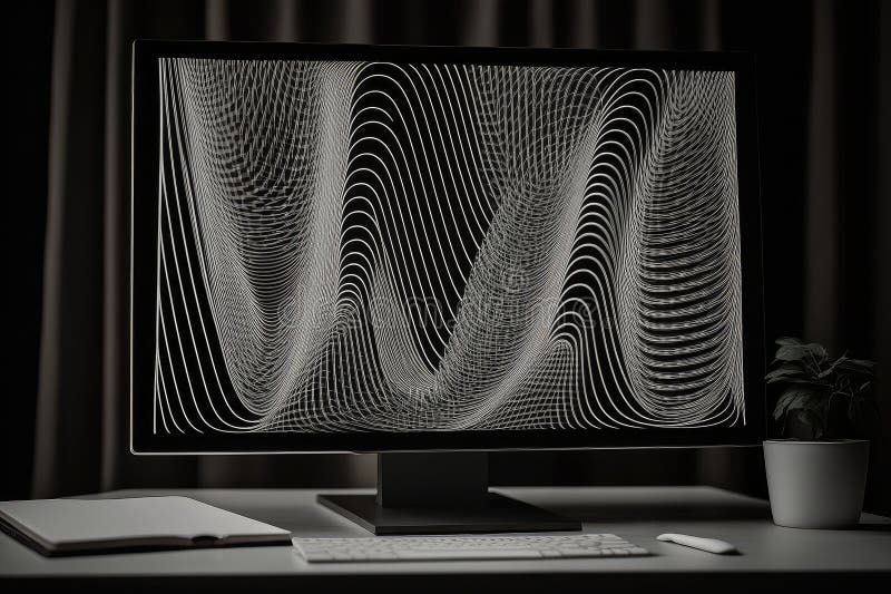 Genetic Programming Algorithm Creating Series Of Lines And Shapes On Computer Screen Stock