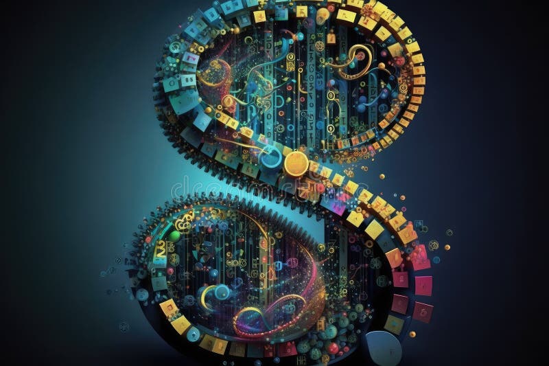 Genetic Programming System Creating Solution To Complex Mathematical Problem Stock Illustration
