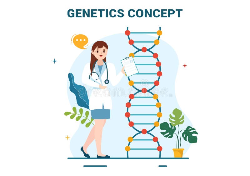 Genetic Science Concept Vector Illustration with DNA Molecule Structure ...