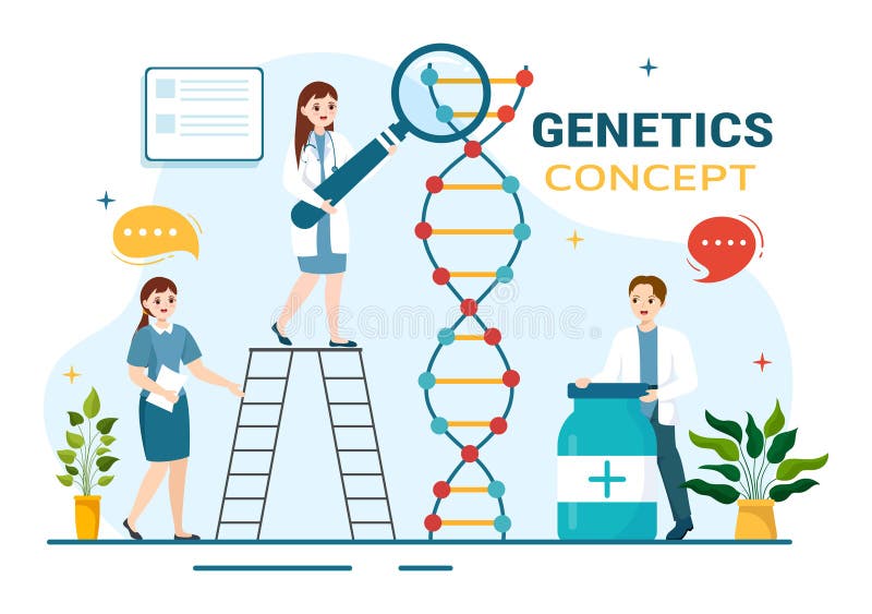 Genetic Science Concept Vector Illustration with DNA Molecule Structure ...