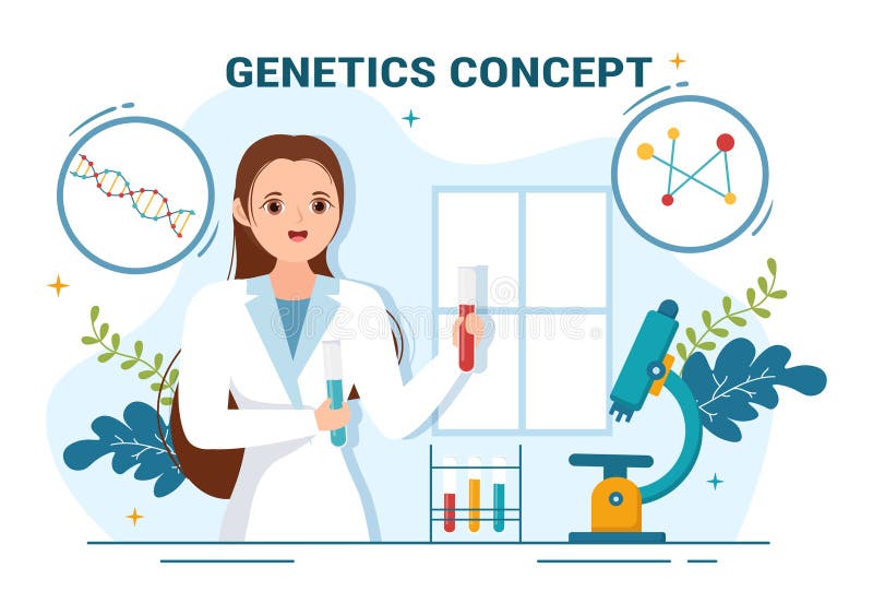 Genetic Science Concept Vector Illustration with DNA Molecule Structure ...