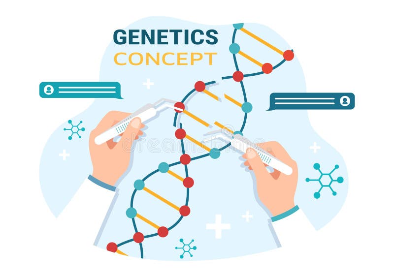 Genetic Science Concept Vector Illustration with DNA Molecule Structure ...