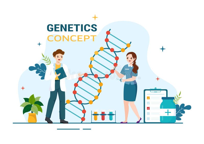 Genetic Science Concept Vector Illustration with DNA Molecule Structure ...