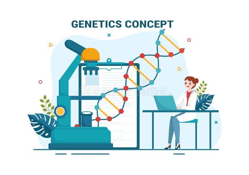 Genetic Science Concept Vector Illustration with DNA Molecule Structure ...