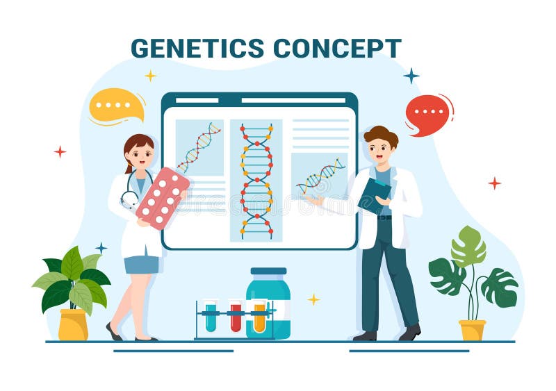 Genetic Science Concept Vector Illustration with DNA Molecule Structure ...